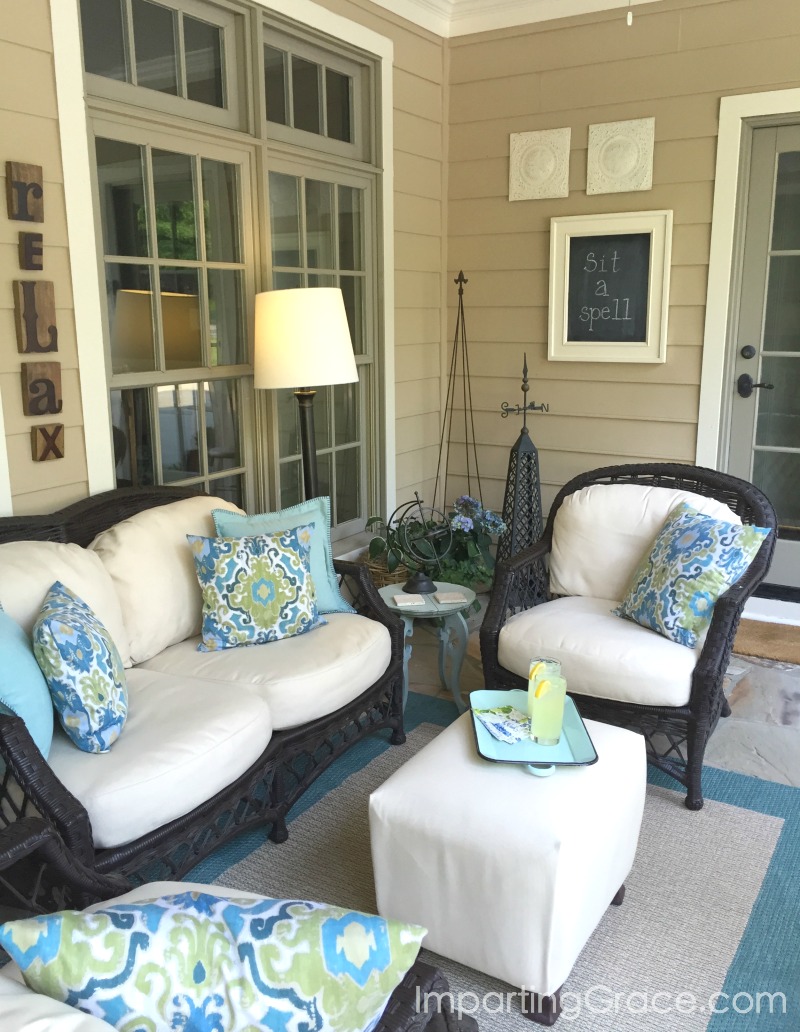 Imparting Grace: Front porch update and tips for choosing outdoor fabric