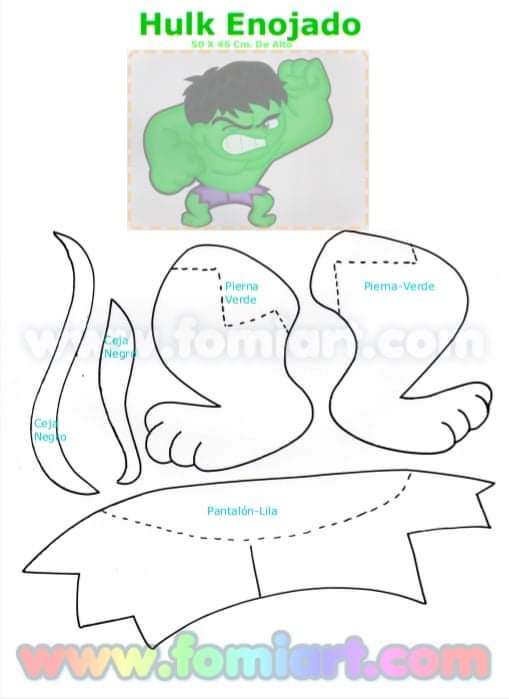 Hulk: Molde grátis para artesanato - Ver e Fazer
