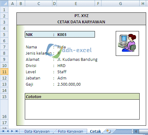 Cetak Data Karyawan Dengan Menampilkan Foto Dalam Excel - ADH-EXCEL.COM ...