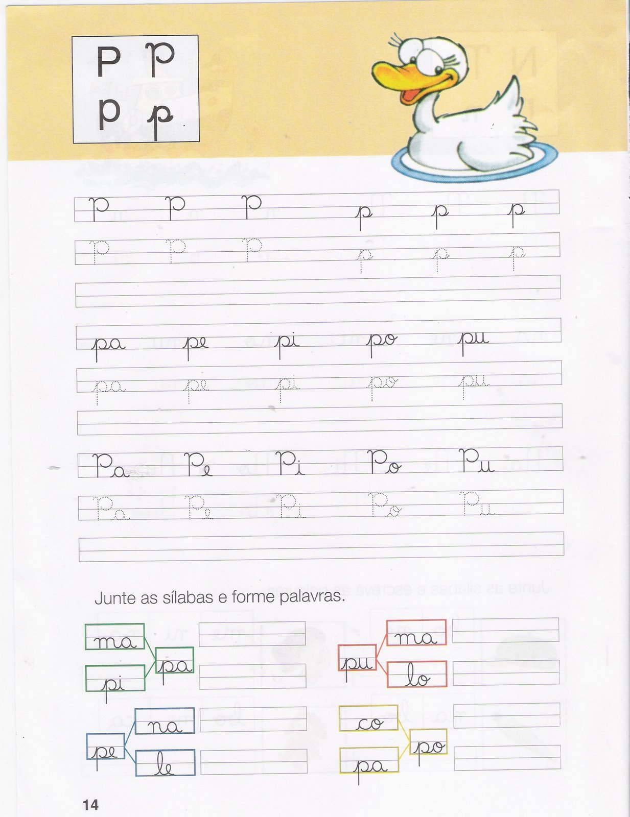 Fichas de caligrafia: Letras L, M, N, P, - Atividades Educativas