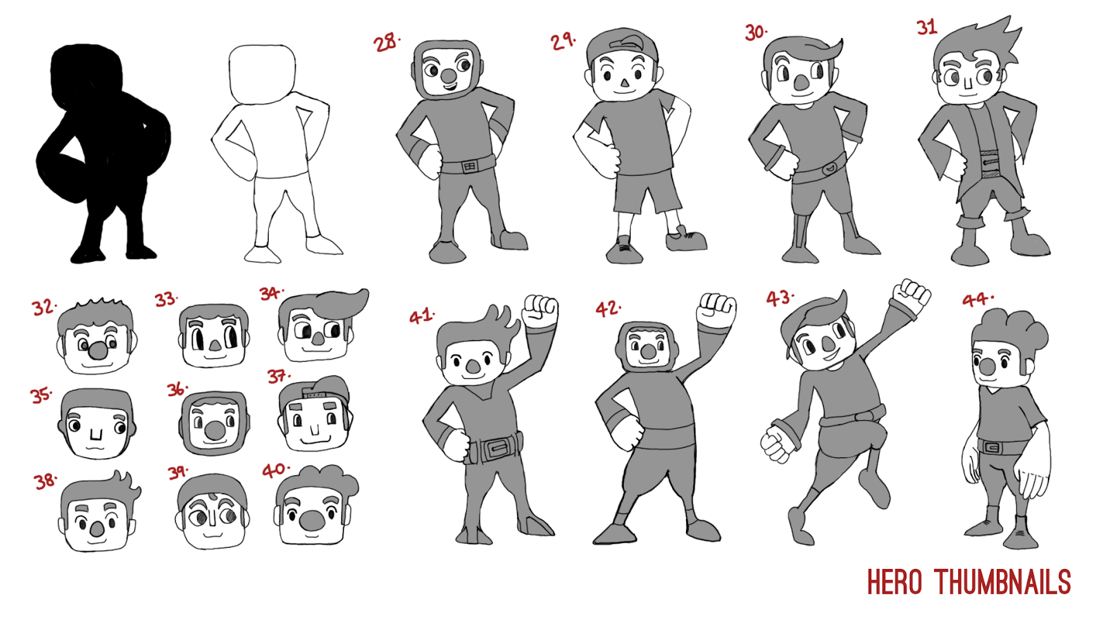 Charlie Serafini's Art Blog: Character - Hero Thumbnails 28 - 44