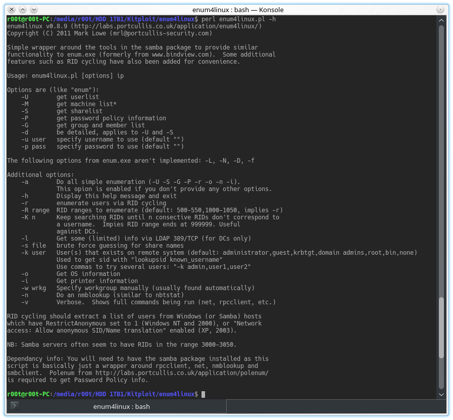 enum4linux - Tool for Enumerating Information from Windows and Samba ...