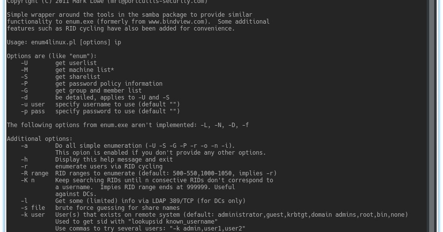 enum4linux - Tool for Enumerating Information from Windows and Samba ...
