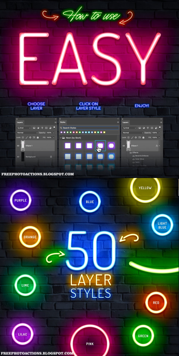 Neon Photoshop Layer Styles P6cya3s