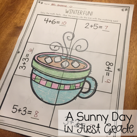 Winter Addition Puzzles! | A Sunny Day in First Grade