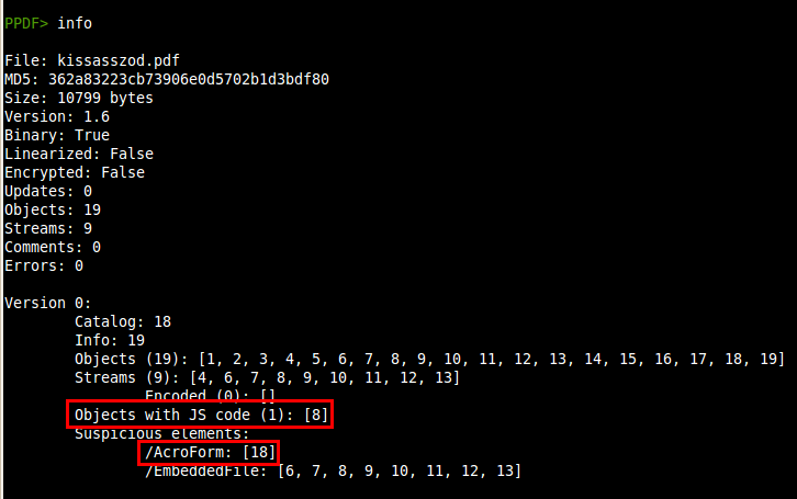 Análisis de un PDF malicioso con peepdf