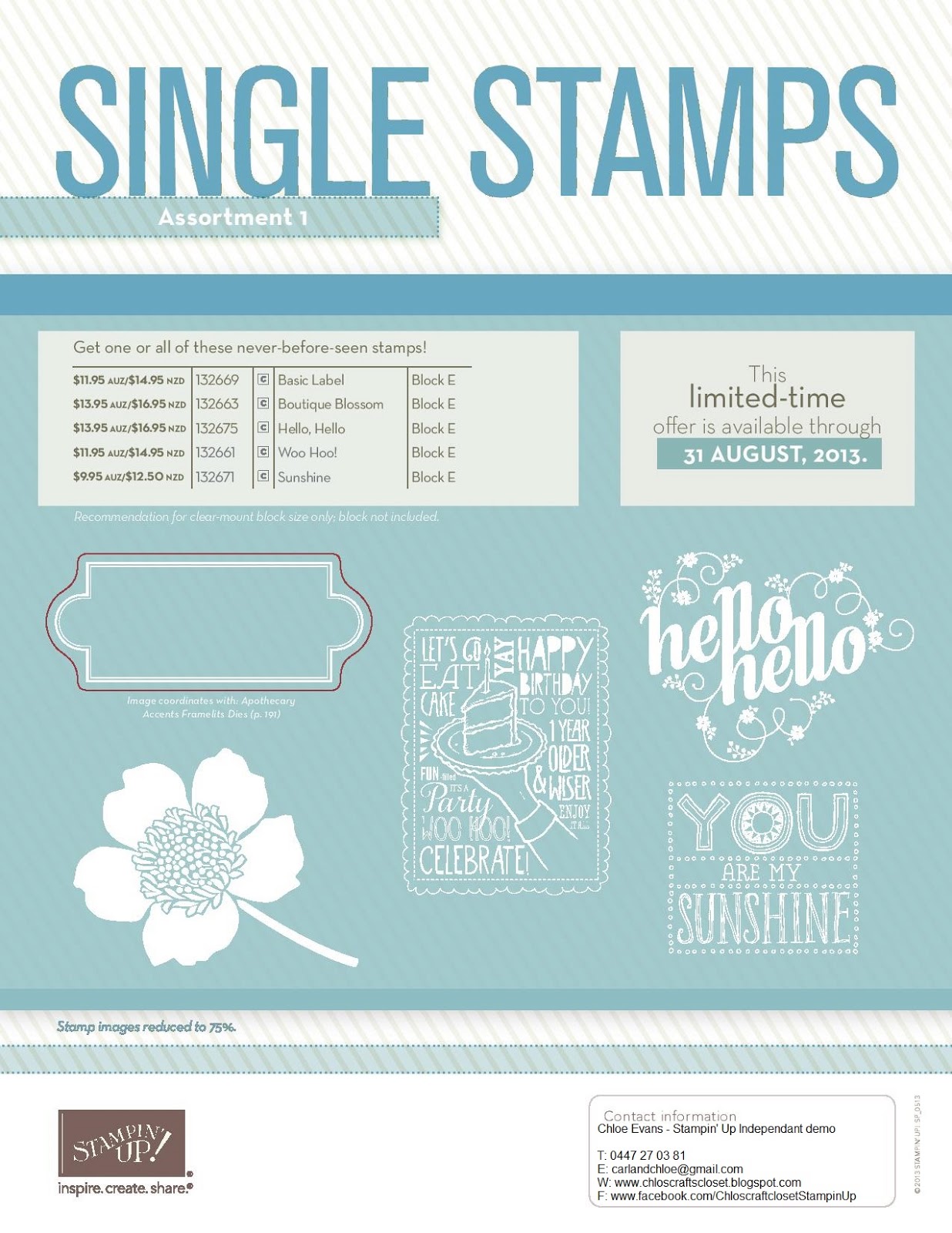Chloe Evans: Best of... and Single Stamps Promotions!!!