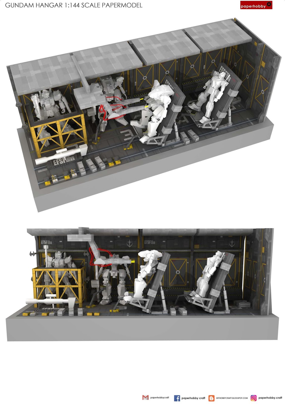 paperhobby: GUNDAM HANGAR 1:144 SCALE PAPERMODEL