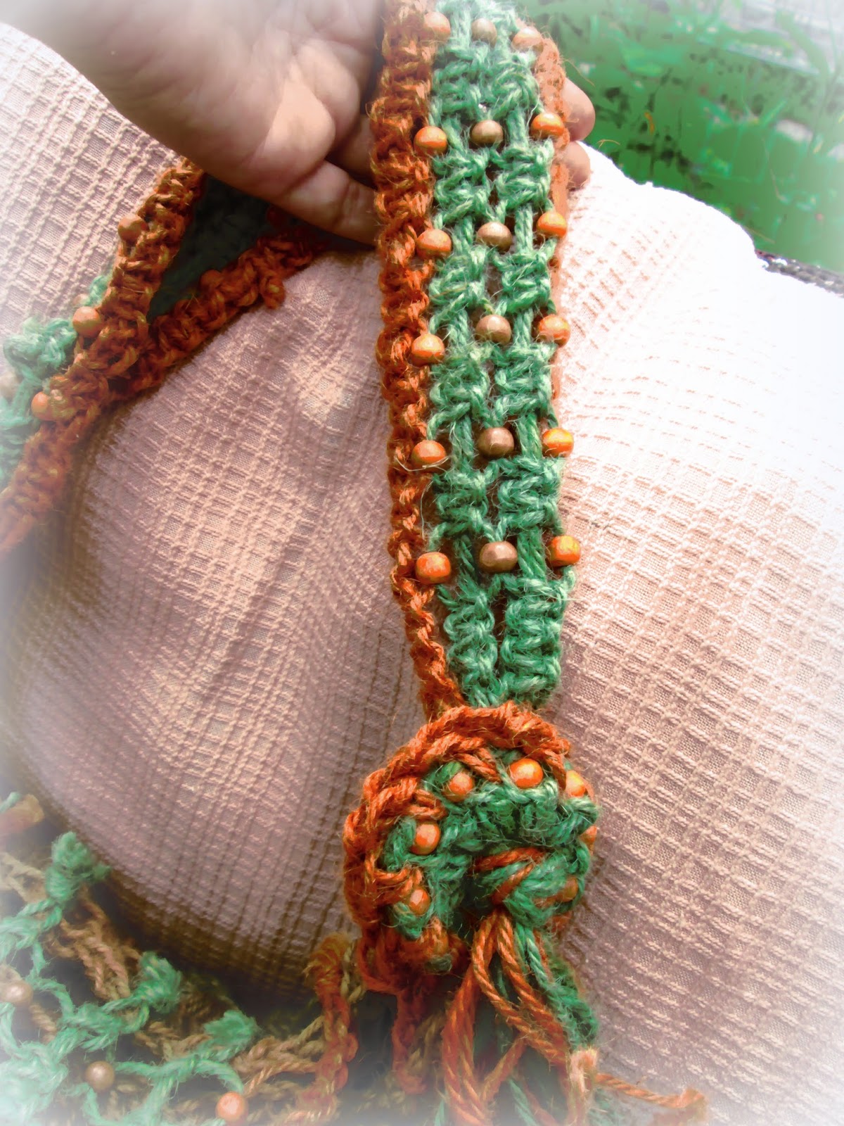 Indrani Handmade: Geanta din fir de canepa crosetat "Sweet Pumpkin"