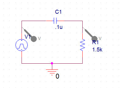 CIRCUITS IN SOFTWARE: RC DIFFERENTIATOR with SQUARE WAVE INPUT ( ORACD )