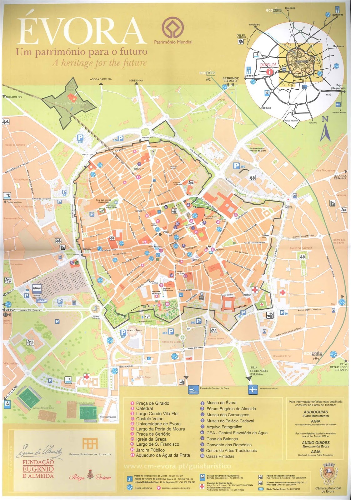 Mapas y planos de Évora - Conmimochilacuestas