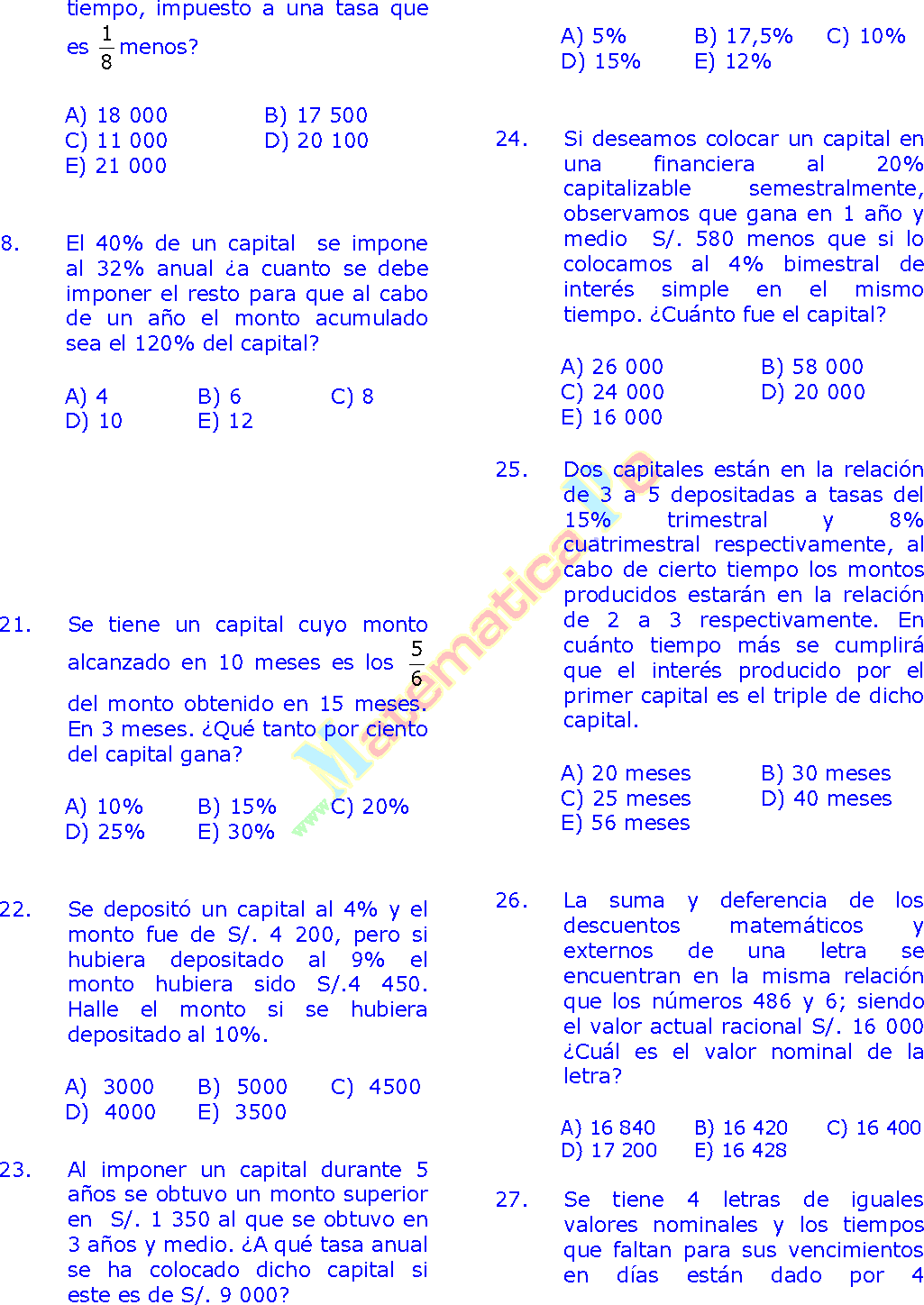 INTERÉS Y DESCUENTO SIMPLE EJERCICIOS RESUELTOS DE ARITMÉTICA ...