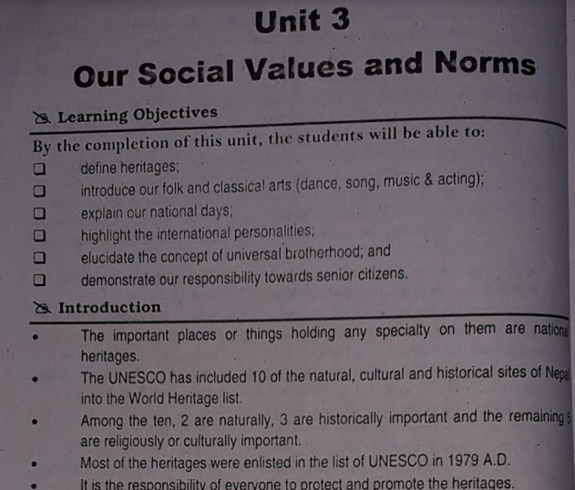 Our Social Values and Norms - Social Studies Class 10 Guide - IOE NOTE
