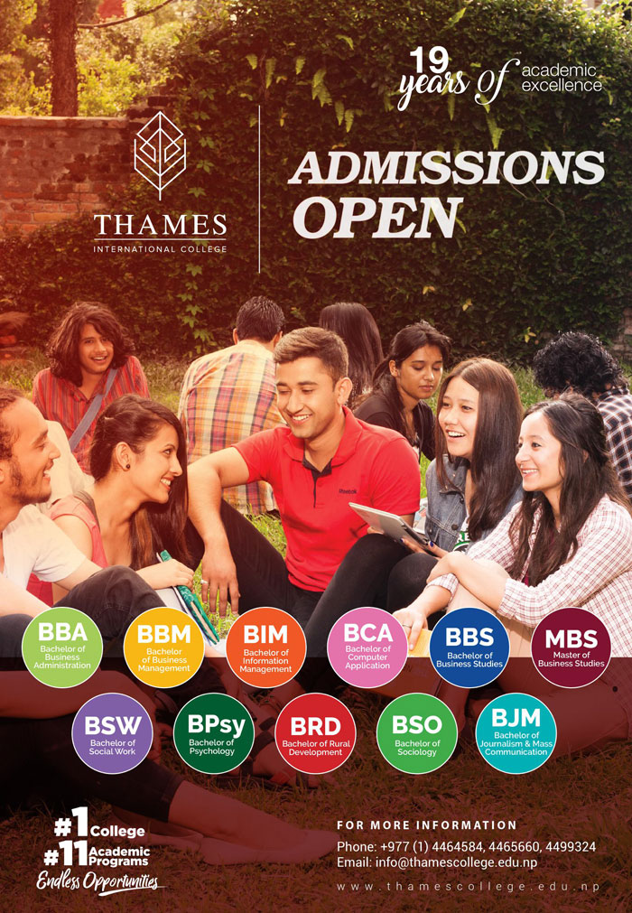 Admission notice from Thames International College