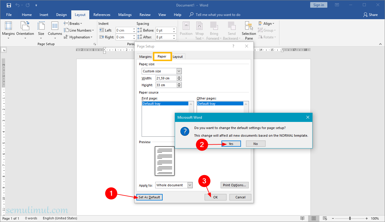 Cara Membuat Ukuran Kertas F4 Di Word Secara Permanen Semutimut