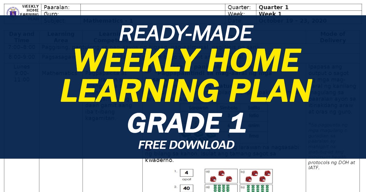 GRADE 1 Weekly Home Learning Plan Ready Made DepEd Click grade-1-weekly-home-learning-plan-ready-made-deped-click