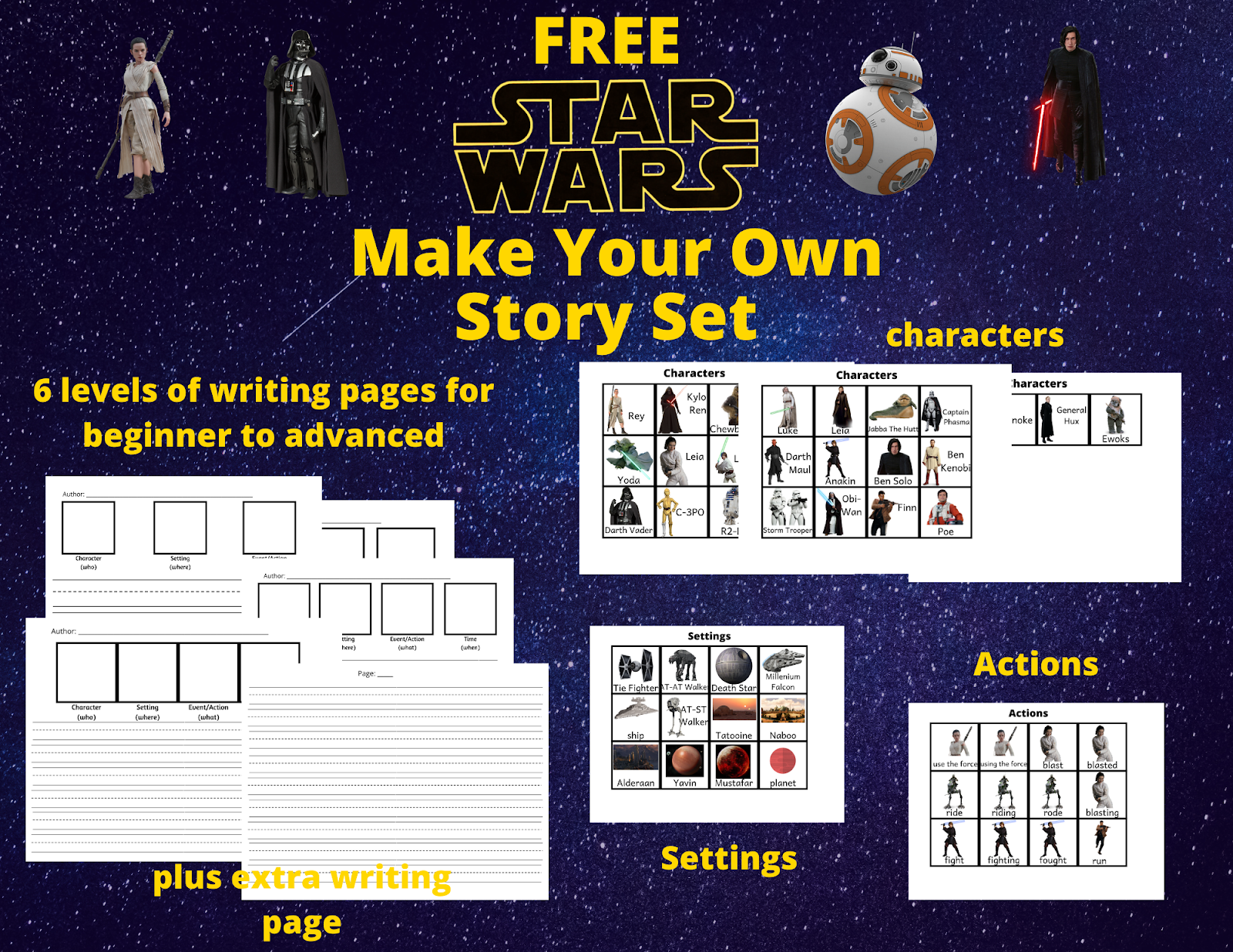 Messy, Beautiful, Fun: Free Star Wars Writing Set For Beginner to ...