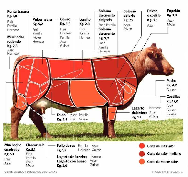 CORTES DE CARNE BOVINA .... Y ALGO MÁS: CORTES DE CARNE EN VENEZUELA