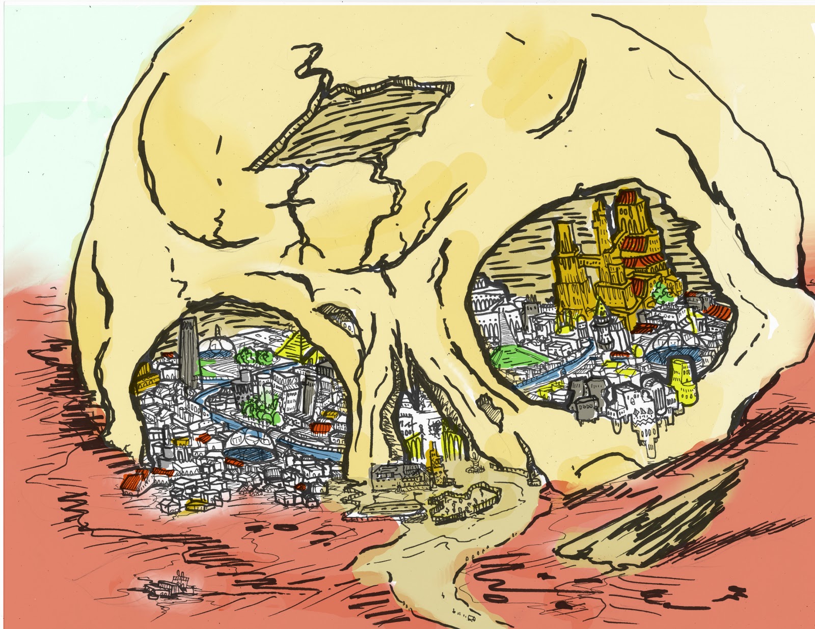 Dungeon of Signs: A doodle of Skull Town