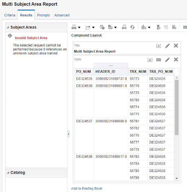 Create a complex multi-subject area analysis in Oracle Transactional ...