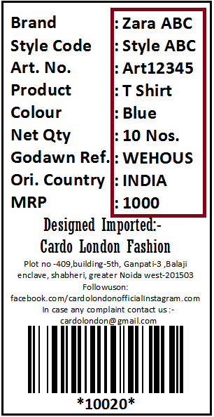 Ready made Garments Store Barcode Label Designs ~ Billing Software Guru