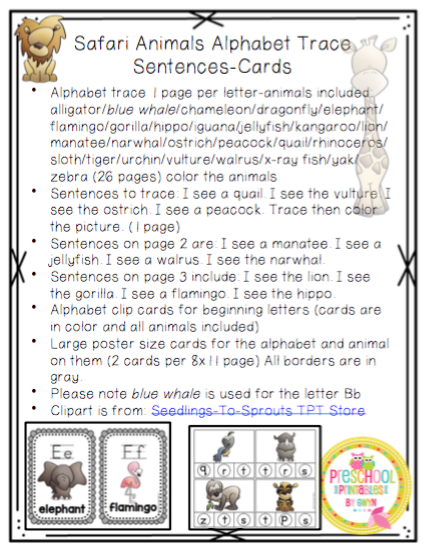 Safari Alphabet Worksheets & Clip Cards & Bulletin Board Alphabet Cards ...