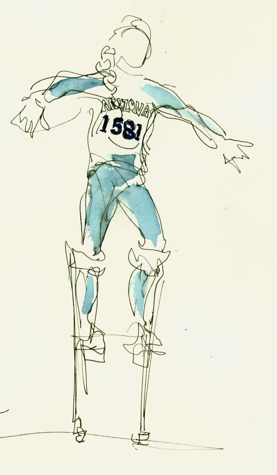 Drawing from an uncomfortable position: 'Catch me when I fall.'