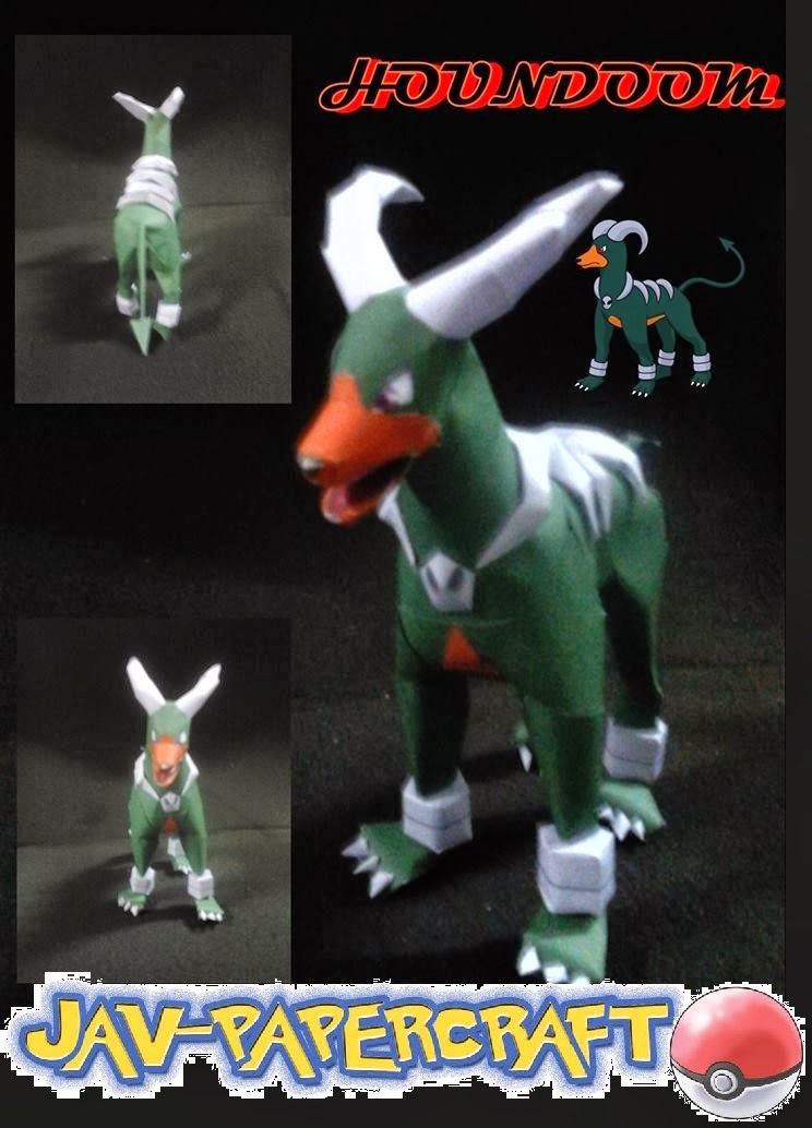 Pokemon - Houndoom Papercraft | Papercraft Paradise | PaperCrafts ...