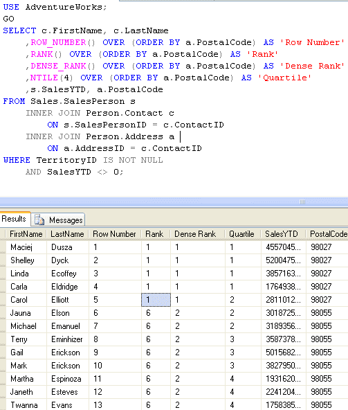 Scripts Em Sql Funções De Classificaçao Sql Server