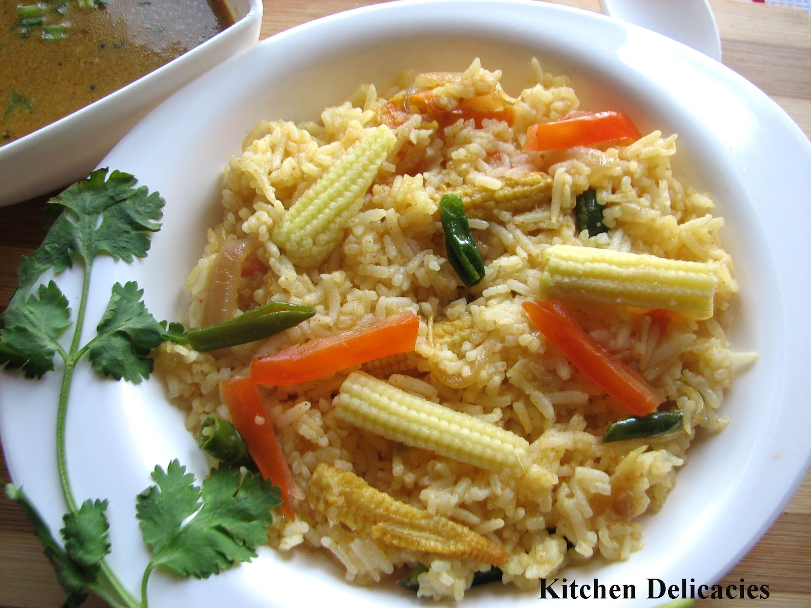 Baby corn Rice | Kitchen Delicacies