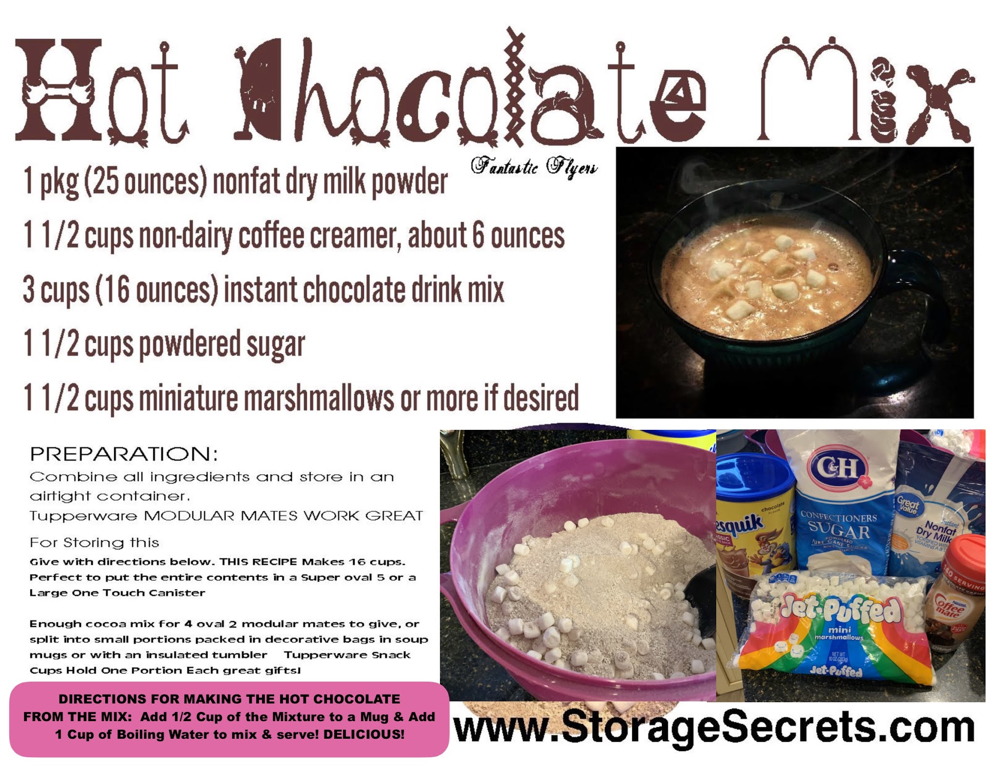 I Luv Recipes Instant Hot Cocoa Mix Great For Making Christmas And Holiday Ts