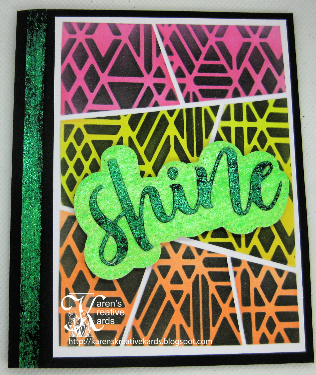 Karen's Kreative Kards: More Neon Stenciled Cards From My Newest Video