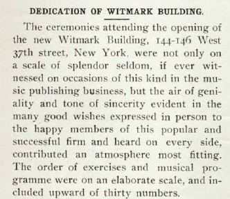 New York - History - Geschichte: Witmark Building