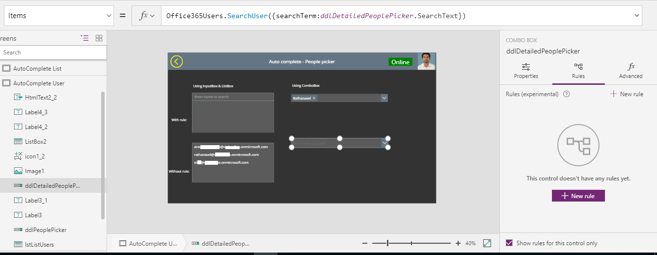 People picker Control in PowerApps