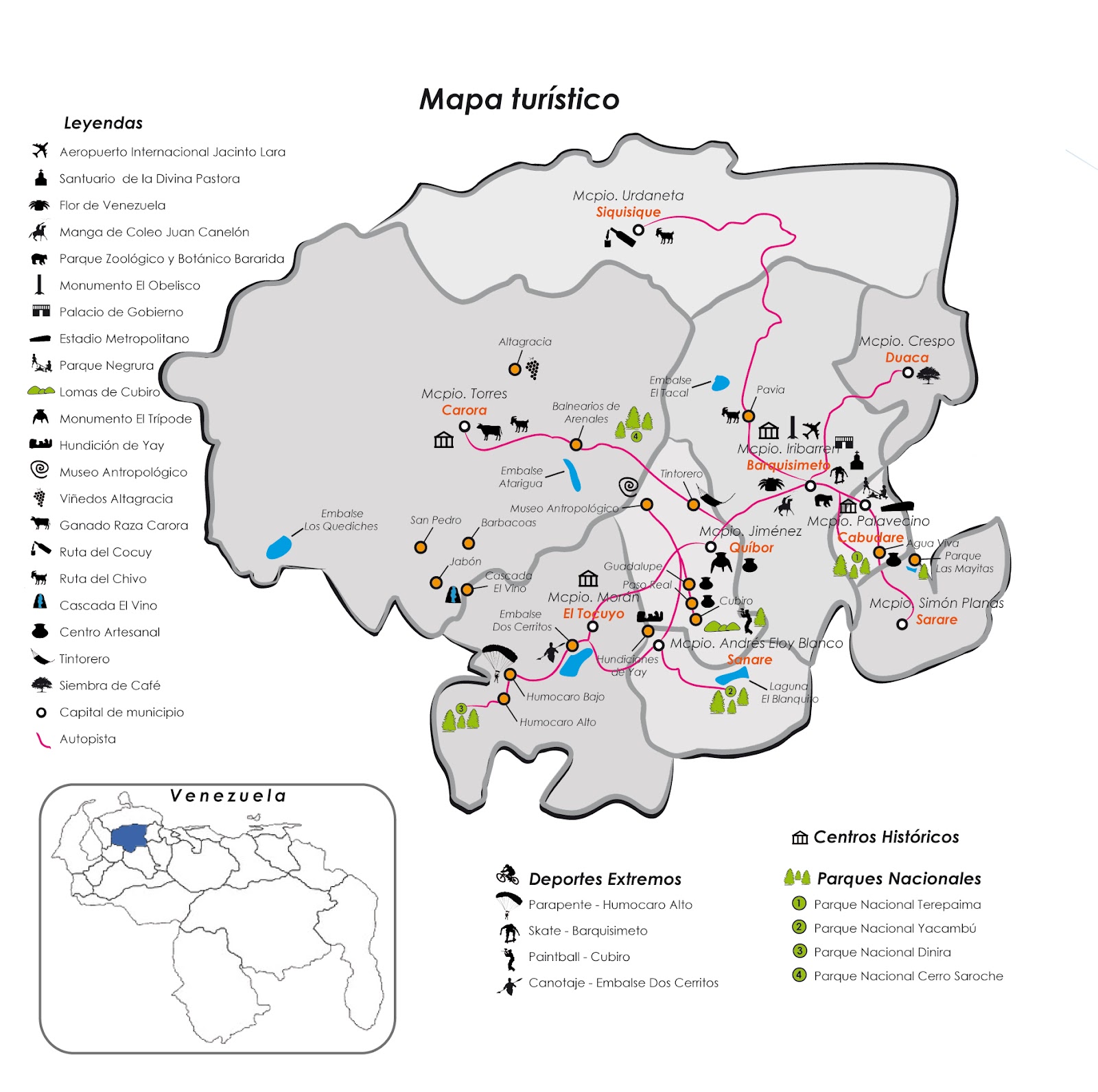 Blog de curiosidades de Cortulara: Mapa turístico de Lara