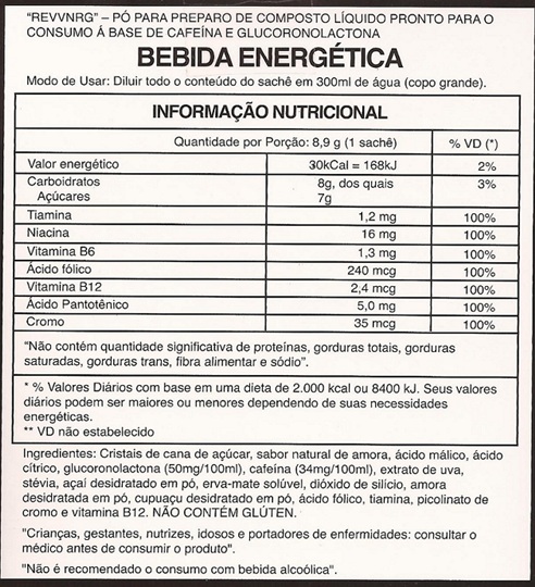 REVOLUÇÃO DA ENERGIA NATURAL!: TABELA NUTRICIONAL ENERGÉTICA