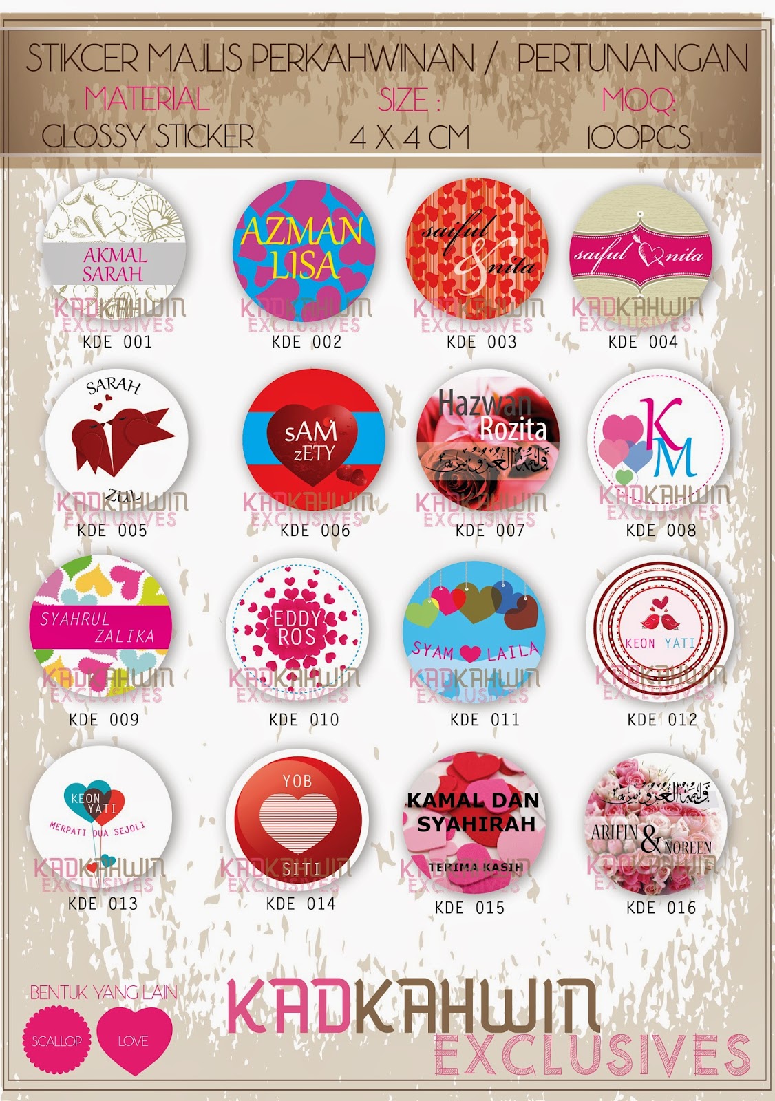 kadkahwinexclusives: Sticker Majlis Pertunangan / Perkahwinan