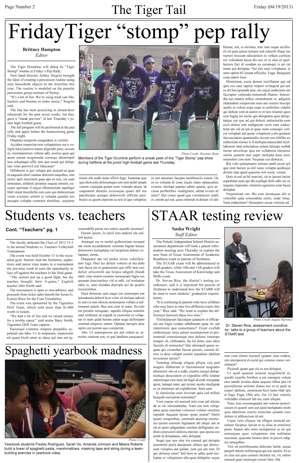 Faith's Journalism Blog: Newspaper Design Layout 2