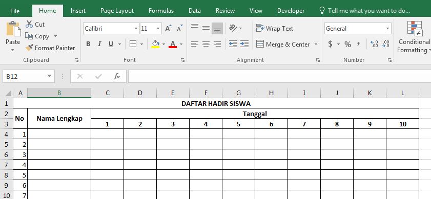 Membuat Tabel Absensi Dengan Cepat dan Rapi di Microsoft Excel ...