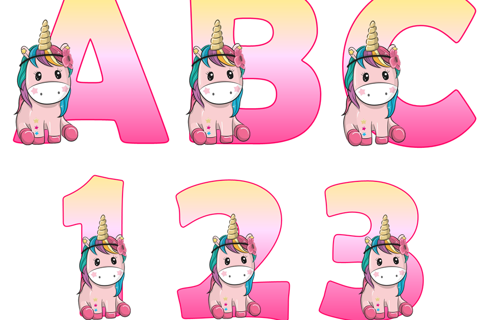 Kits imprimibles gratis : Abecedario unicornio