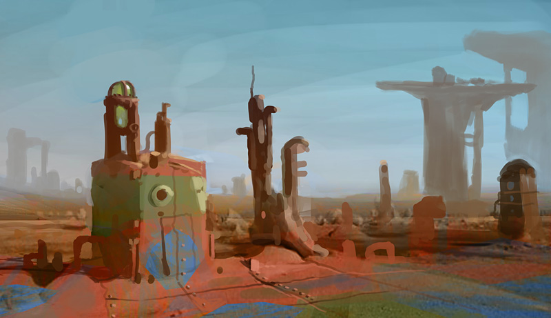 Concept art and Illustration: Steampunk landscape