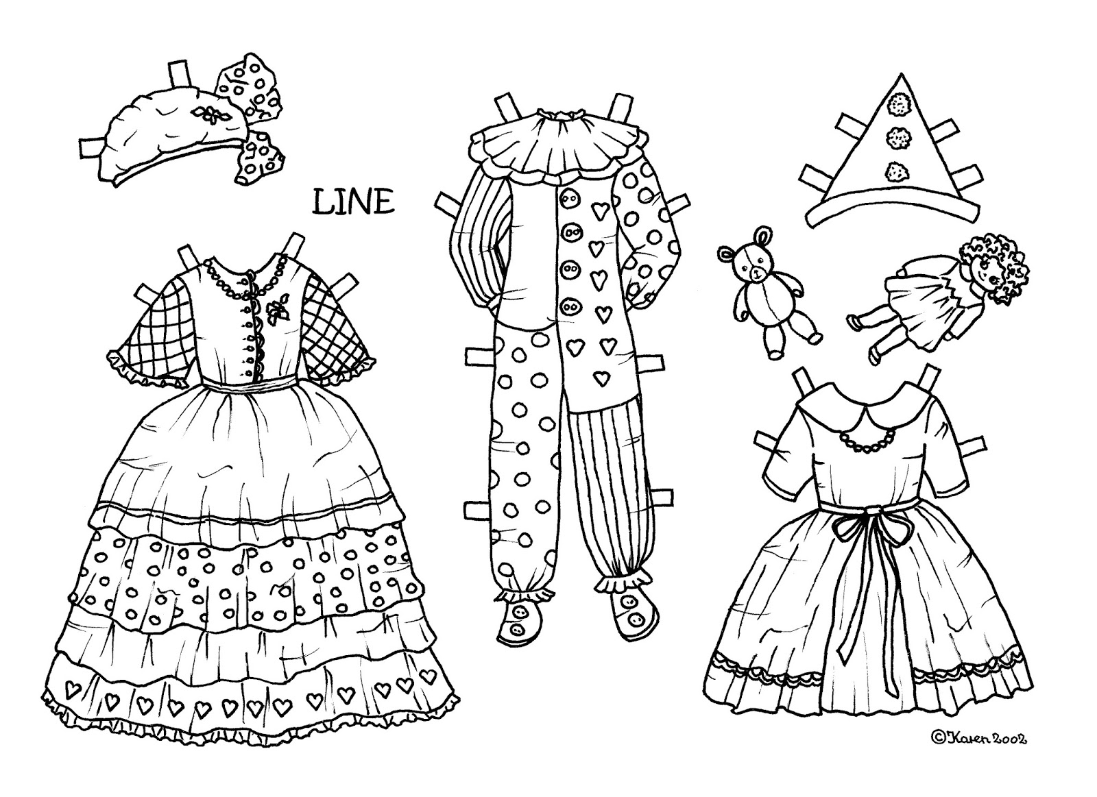 Karen`s Paper Dolls: Line 1-3 Paper Doll to Colour. Line 1-3 ...