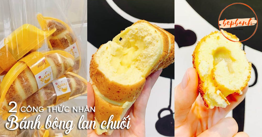 Cách làm bánh bông lan hình quả chuối Thái Lan 2 công thức nhân | Bếp Bánh