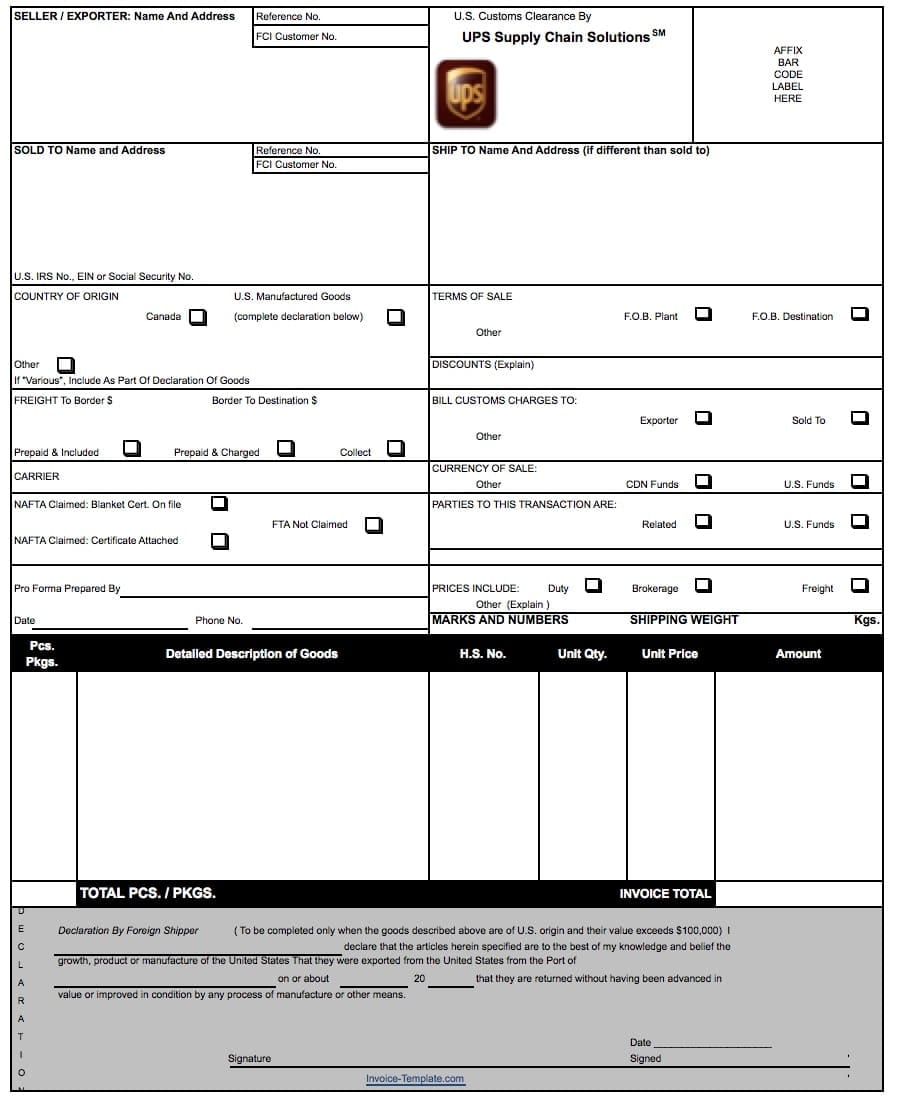 Ups Customs Brokerage Invoice - Invoice Template