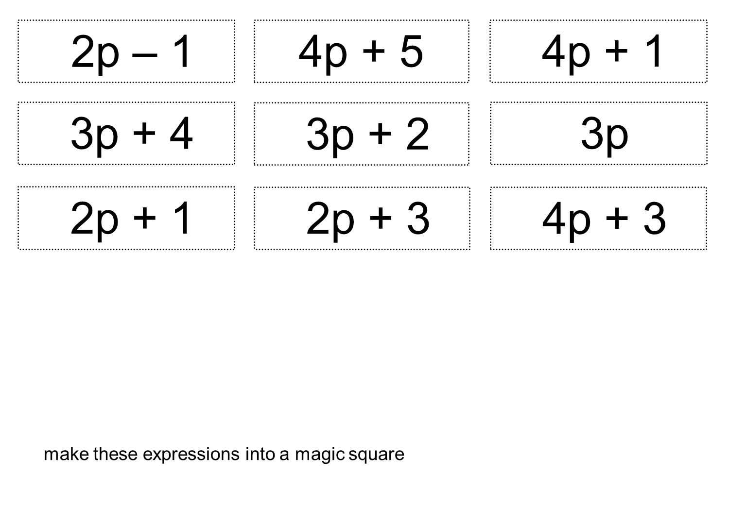 MEDIAN Don Steward mathematics teaching: more expressions magic squares
