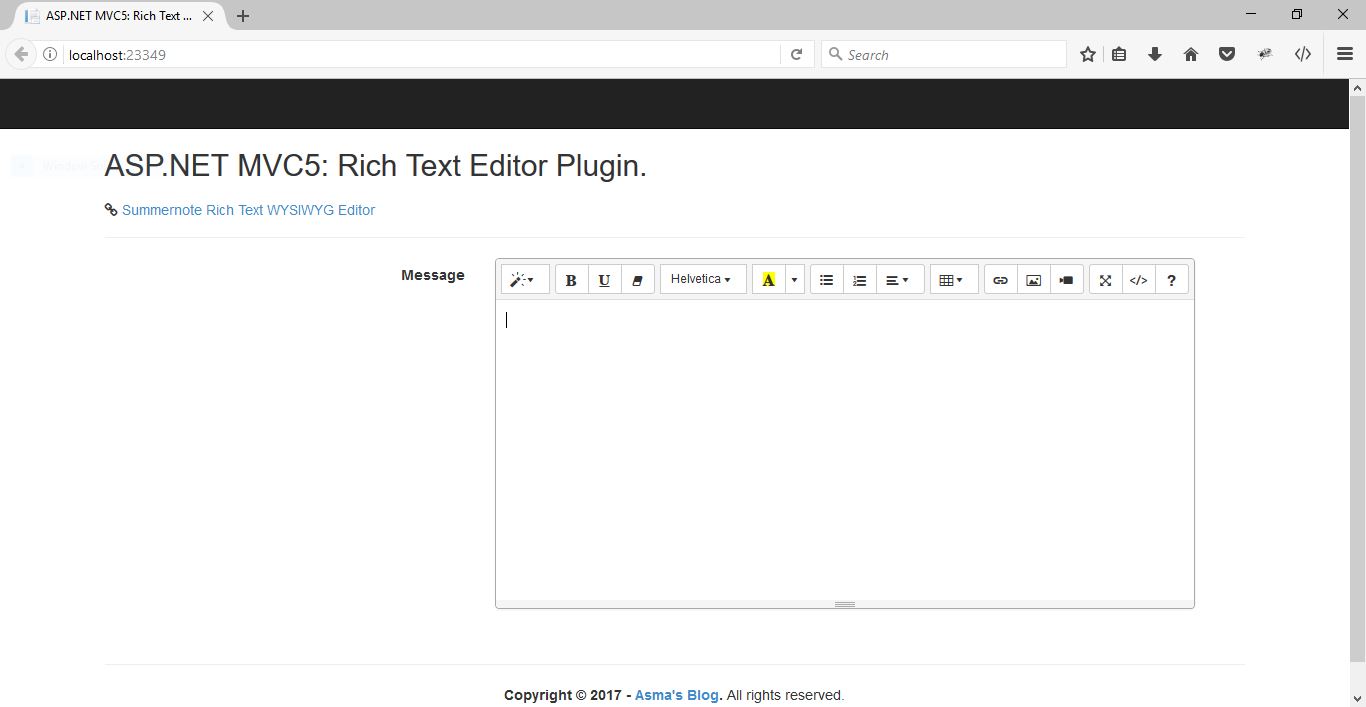 ASP.NET MVC5: Rich Text (WYSIWYG) Editor - Asma's Blog