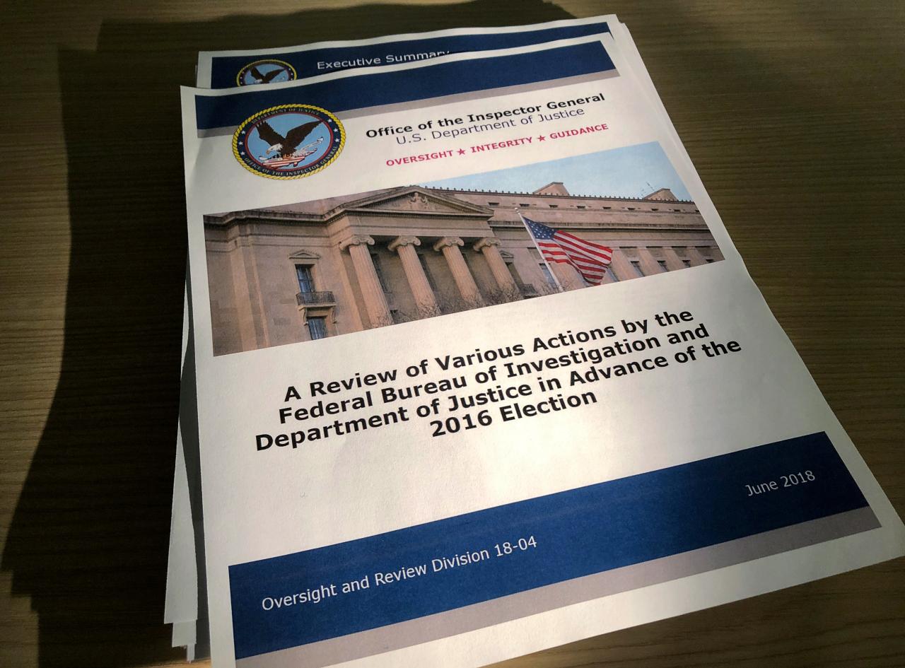 The U.S. Justice Department Inspector General's Report -- A Brief ...