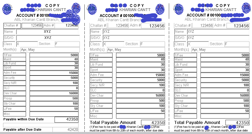Get School Fee Challan Generator Database plus Back-End files