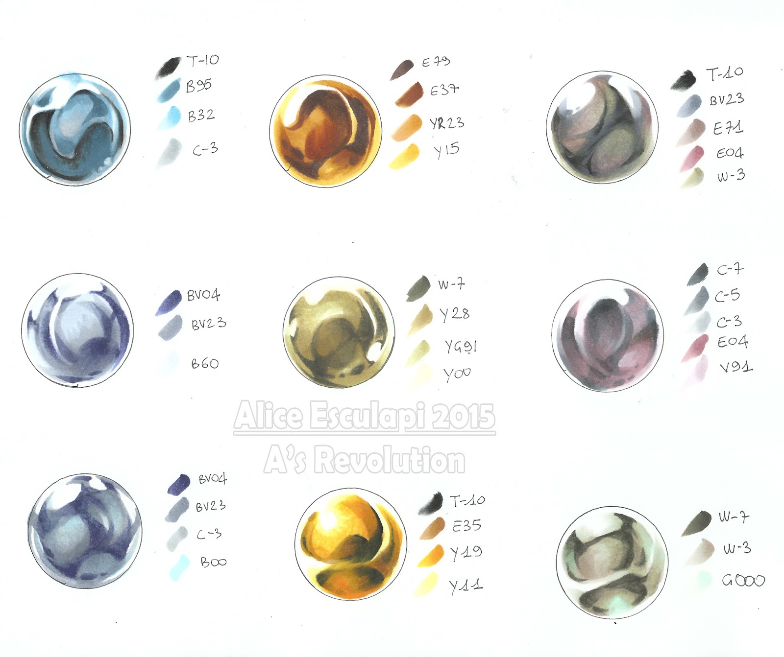 Copic Italia: Metalli: color chart!