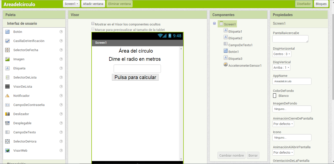 Blog tico de Juan: Área del círculo con app inventor